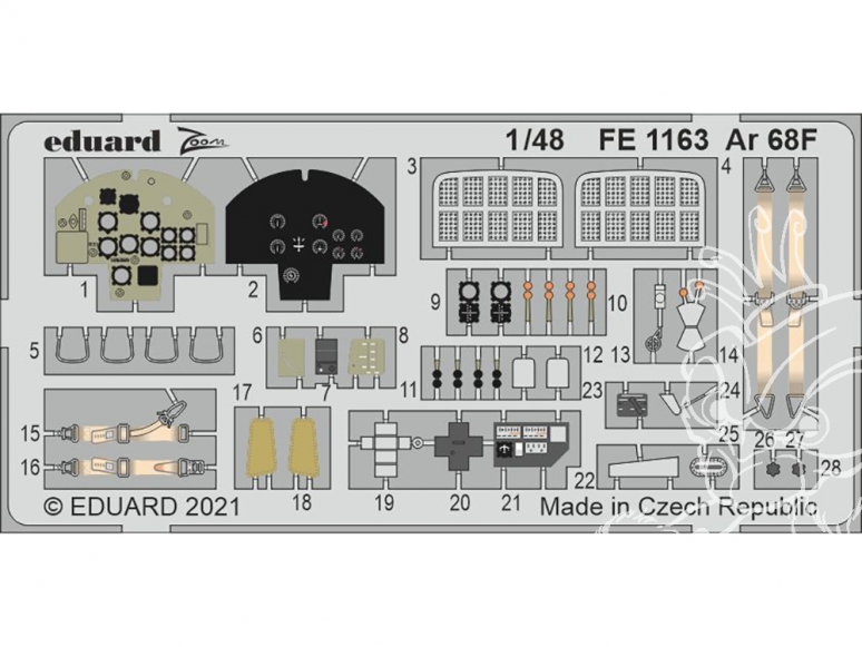 EDUARD photodecoupe avion FE1163 Zoom amélioration Arado Ar 68F Roden 1 ...