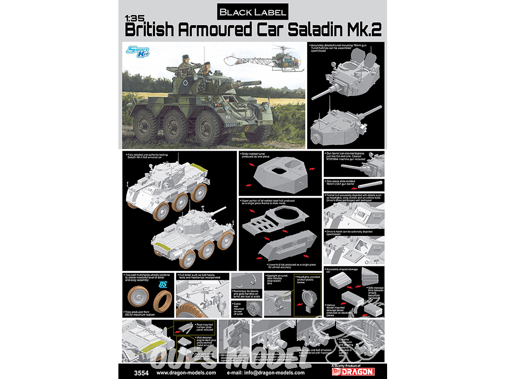 Dragon maquette militaire 3554 Saladin Mk.II Black Label 1/35 - Oupsmodel