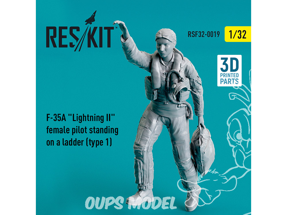 ResKit Figurine RSF72-0019 Pilote feminin de F-35A Lightning II debout sur une échelle type1 ...